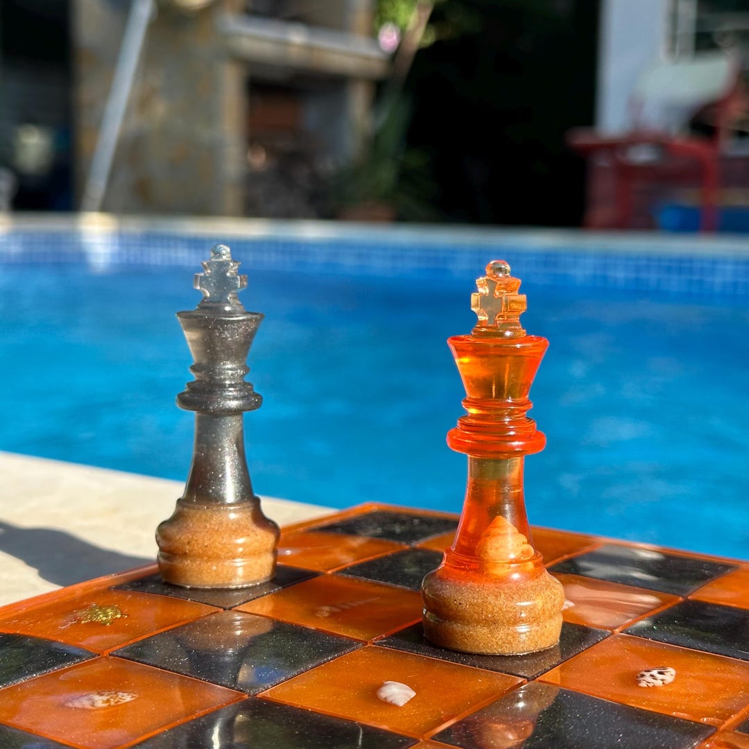Halloween Beach Chess Set With Wooden Box, Halloween Decor, Resin ...