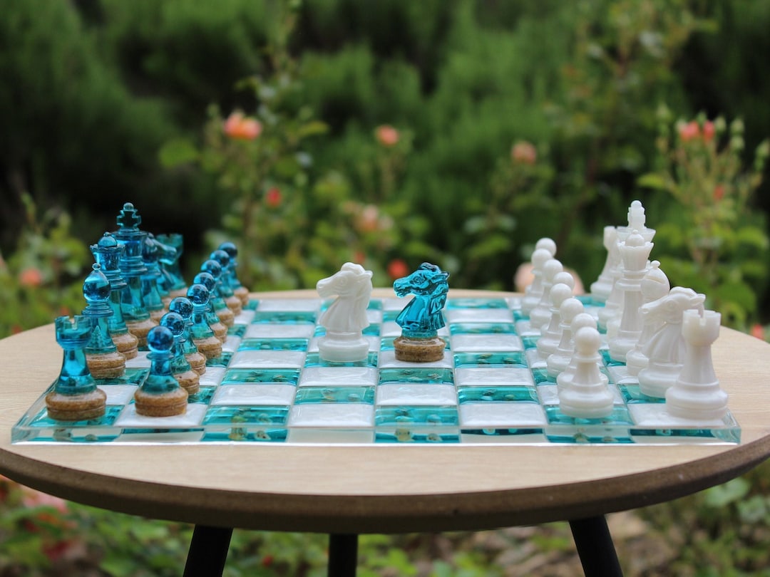 Ocean Chess Set With Storage Ocean Themed Chess and Checkers - Etsy
