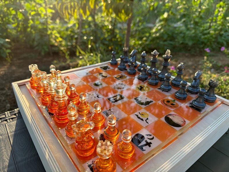 Halloween Chess and Checkers Set With Wooden Box, Halloween Decor ...
