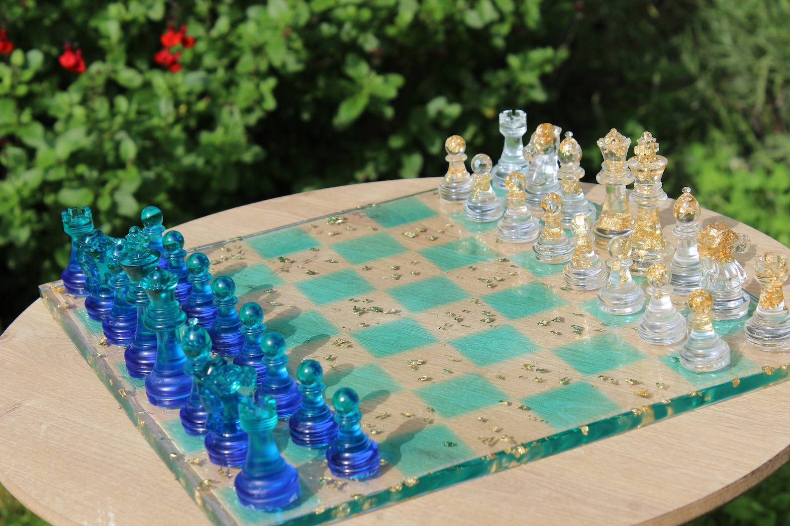 Ocean Blue Chess Set With Storage Custom Resin Chess and - Etsy