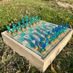 Luxury Ocean Chess Set With Storage, Ocean,beach Themed Chess Set ...