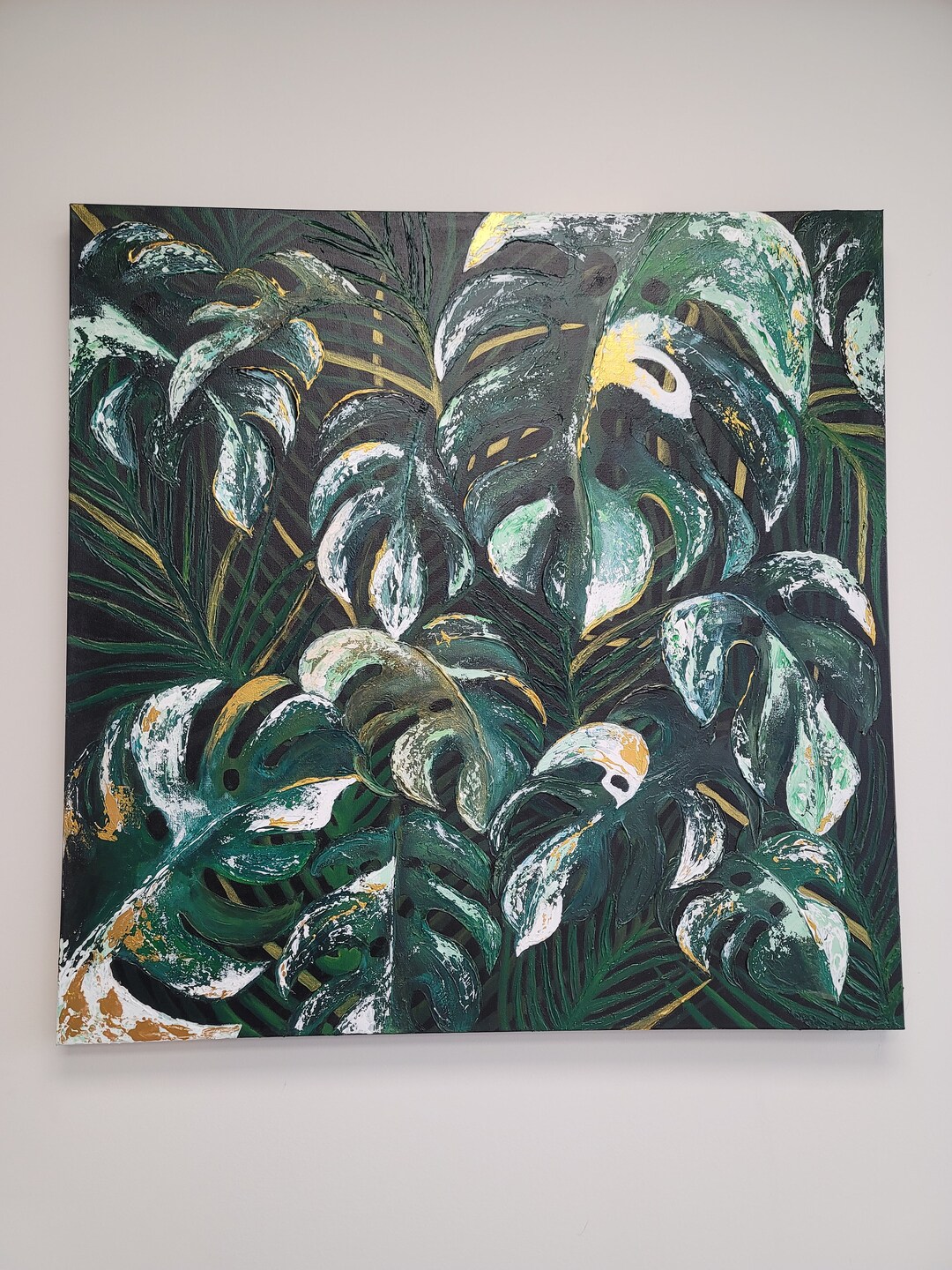 Monstera Acrylic Painting, Original Painting, Original Art, 3D Texture ...