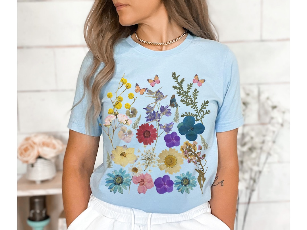 Pressed Flower Shirt Cottagecore Shirt Botanical Shirt Wildflower Shirt ...