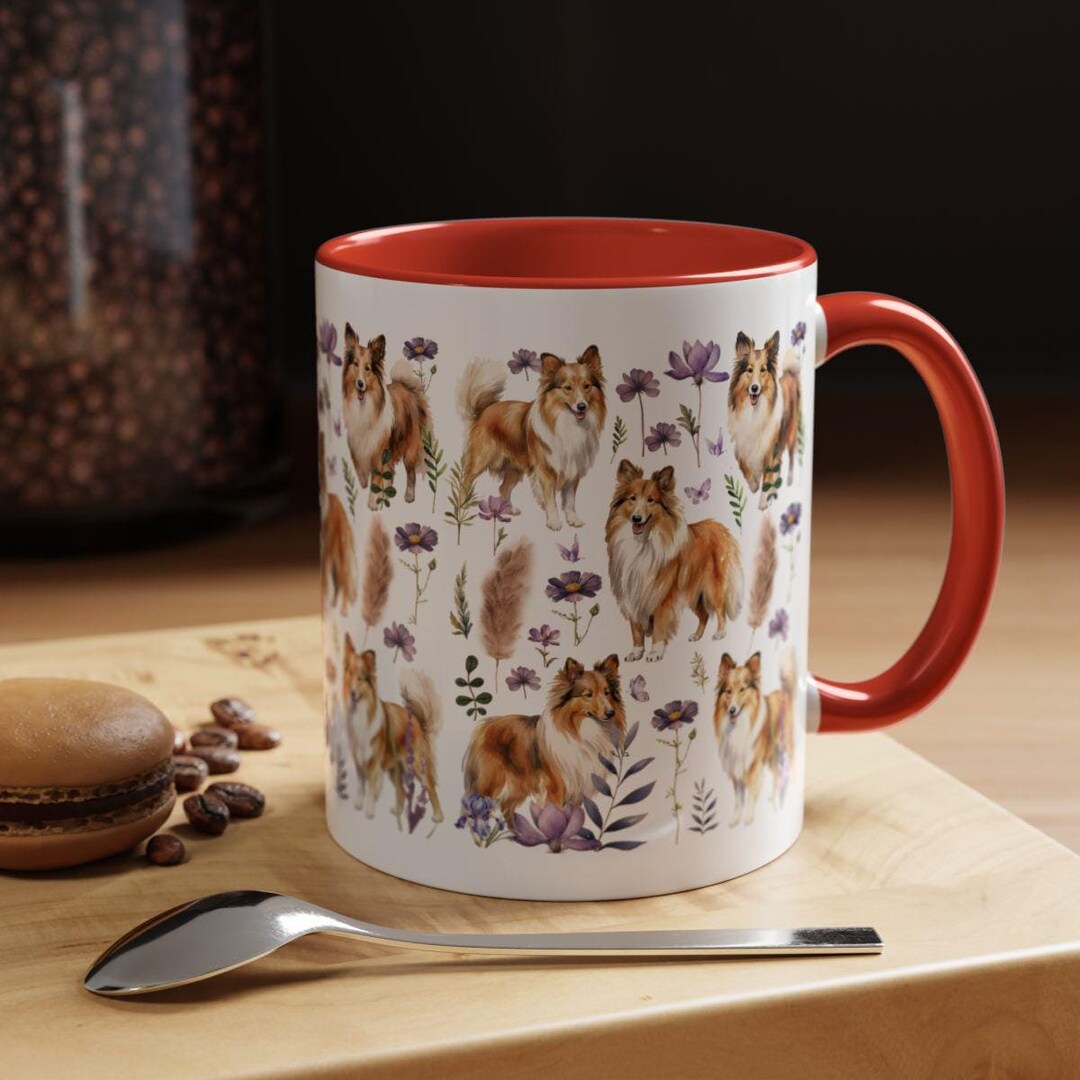 Shetland Sheepdog Coffee Cup Sheltie Coffee Mug Floral Sheltie Mug ...
