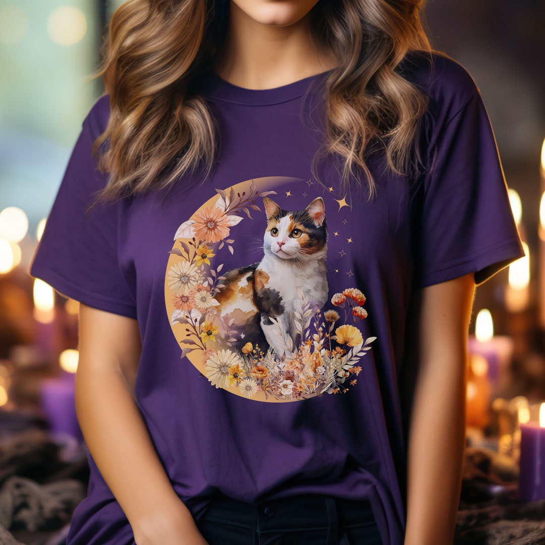 Calico Cat Shirt, Calico Cat Gift, Shirts for Women Calico Cat, Floral ...