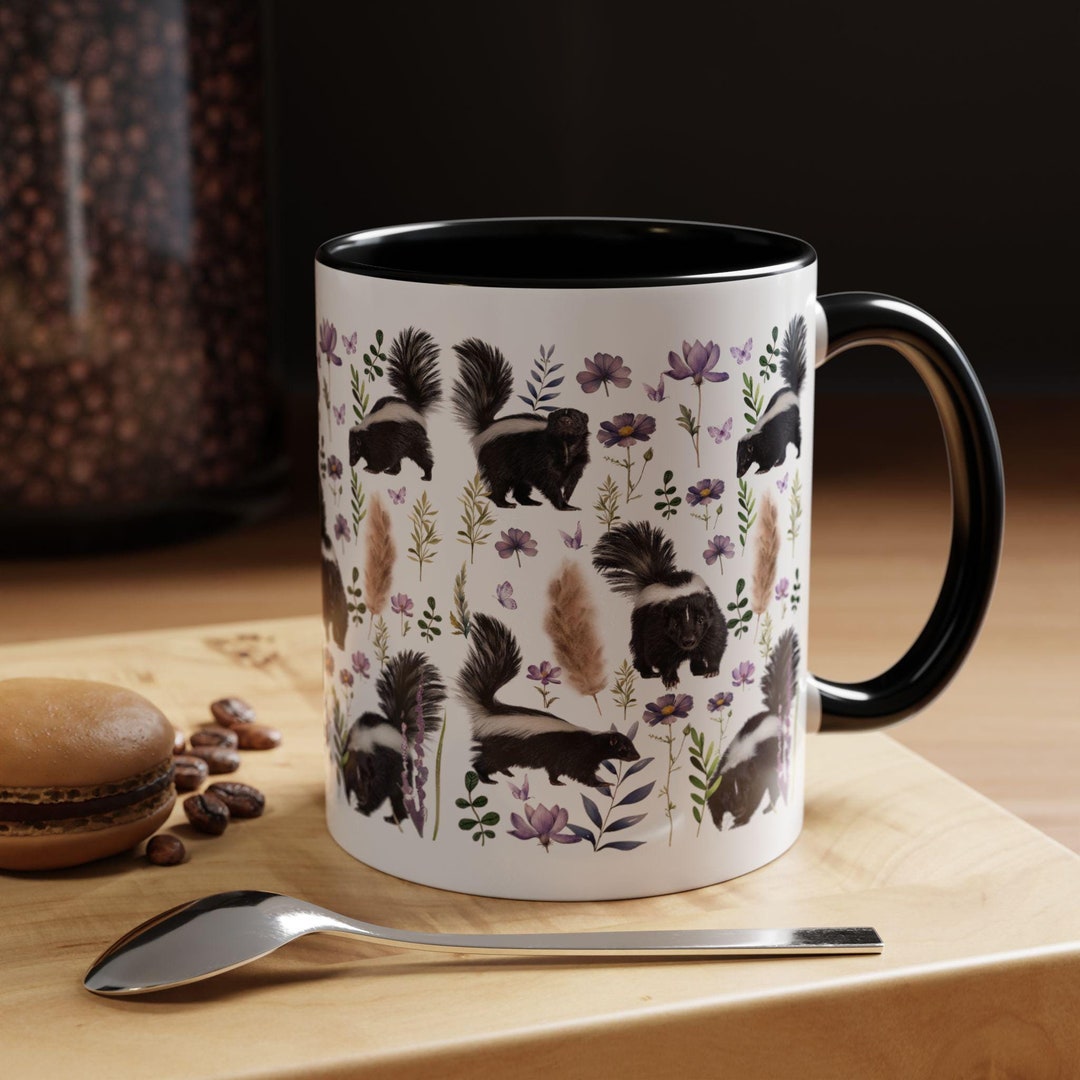 Skunk Mug Kawaii Mugs Skunk Coffee Cup Skunk Lover Coffee Mug Floral ...
