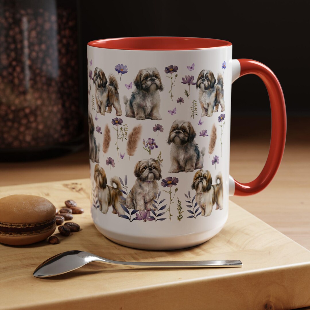 Shih Tzu Mug Shih Tzu Coffee Cup Shih Tzu Coffee Mug Floral Shih Tzu ...
