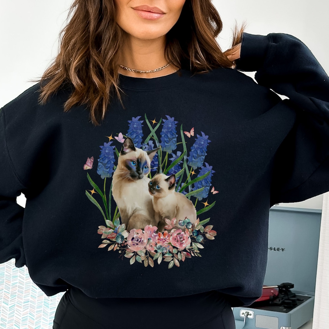 Siamese Cat Sweatshirt Siamese Cat Sweater Siamese Cats - Etsy