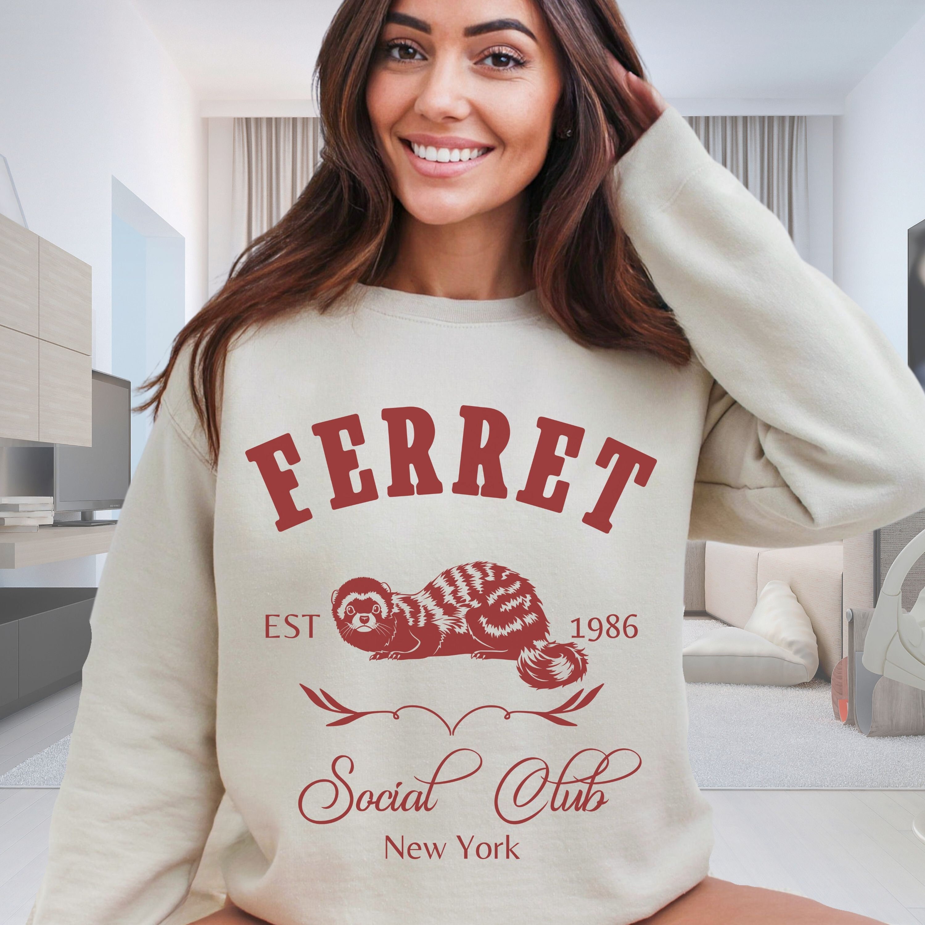 Personalized Ferret Social Club Sweatshirt Ferret Sweater Ferret Gifts ...