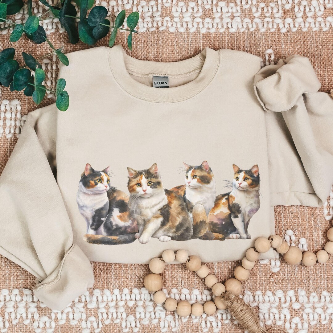 Calico Cat Sweatshirt Calico Cat Gifts Cat Mom Sweatshirt Calico Cat ...