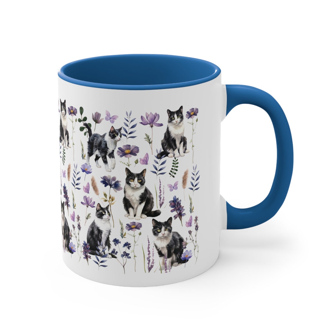 Tuxedo Cat Mug Tuxedo Cat Coffee Cup Tuxedo Cat Coffee Mug Floral ...