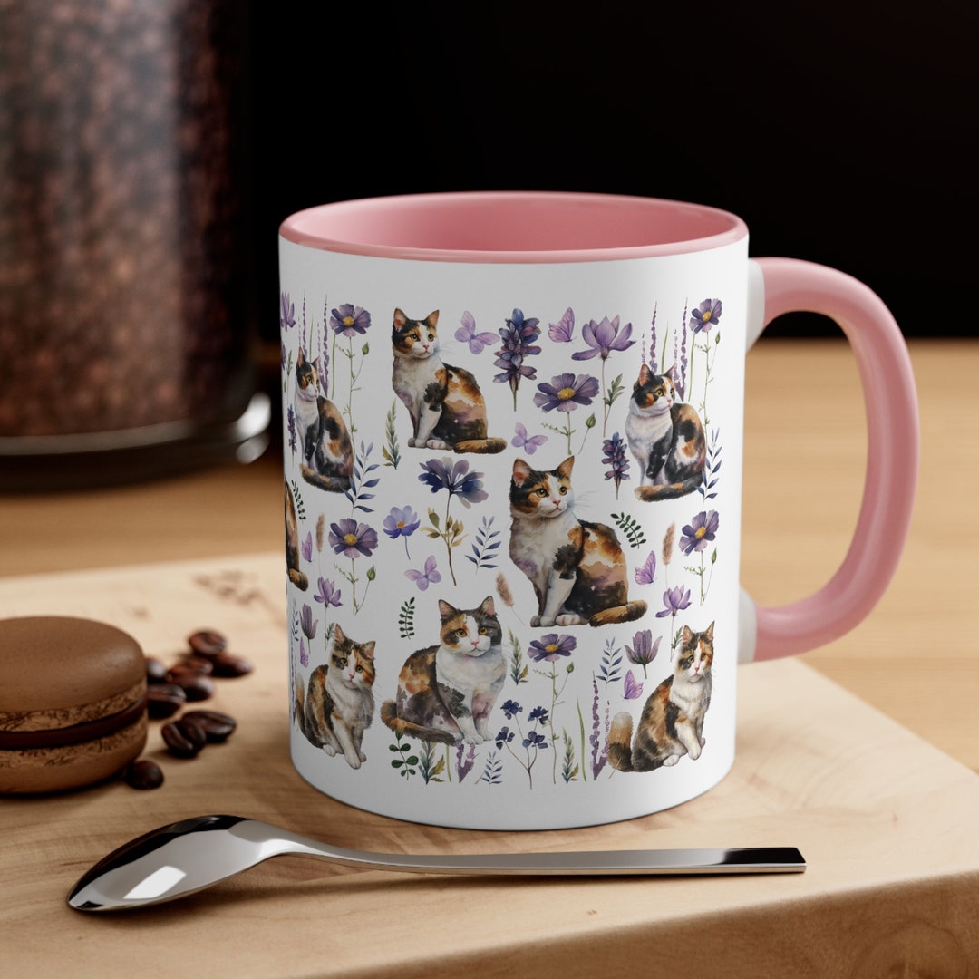 Calico Cat Mug Calico Coffee Cup Calico Coffee Mug Floral Calico Mug ...