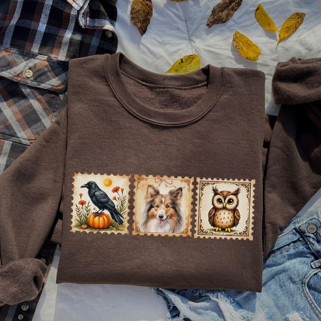 Vintage Halloween Shetland Sheepdog Sweatshirt Fall Clothing Sheltie ...