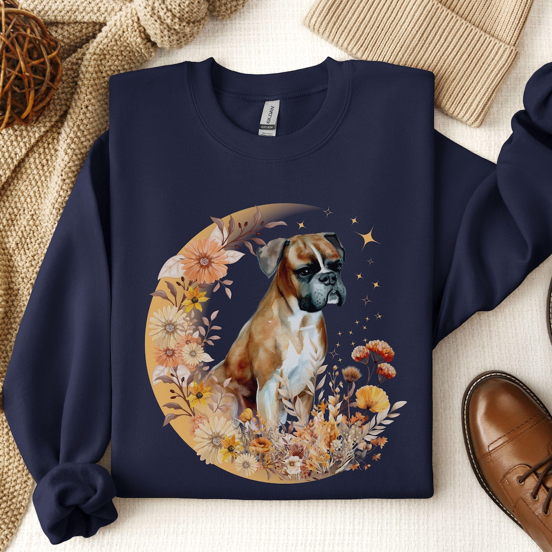 Boxer Dog Crewneck Sweatshirt Boxer Dog Flowers Shirt Boxer Dog Sweater ...