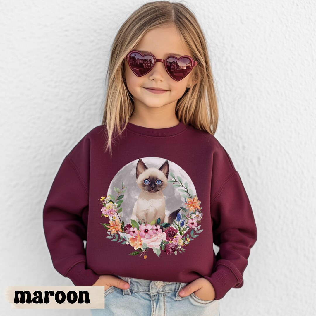 Kids Siamese Cat Sweatshirt, Youth Siamese Cat Sweater, Cat Lover Gifts ...