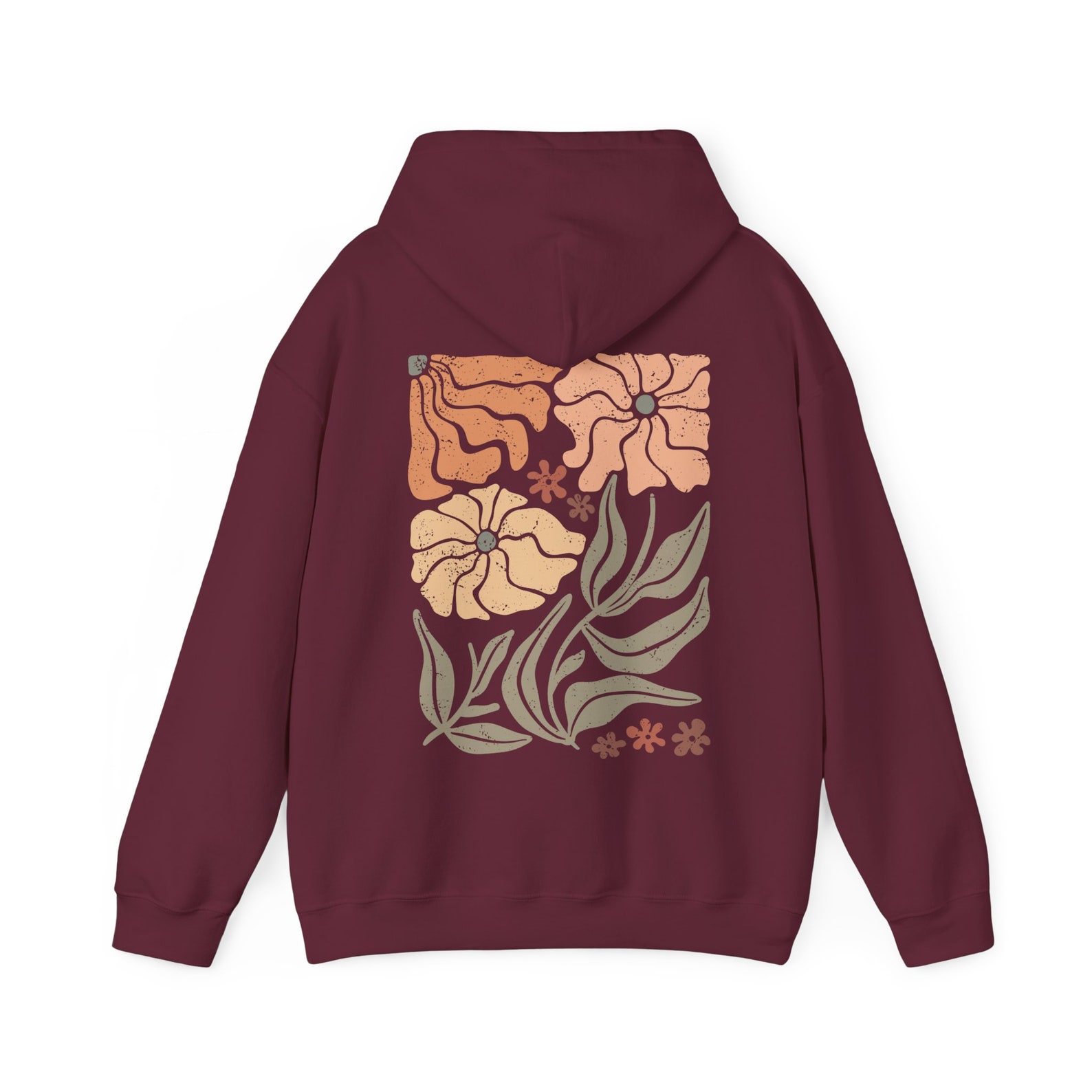 Boho Flowers Hoodie Botanical Nature Hoodie Retro Wavy Wildflower ...