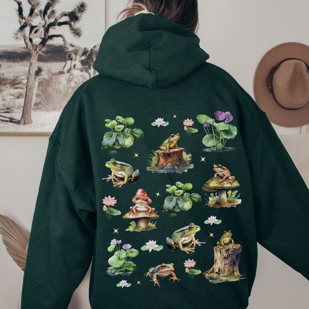 Frog Hoodie Mushroom Hoodie Frog and Mushroom Hoodie - Etsy