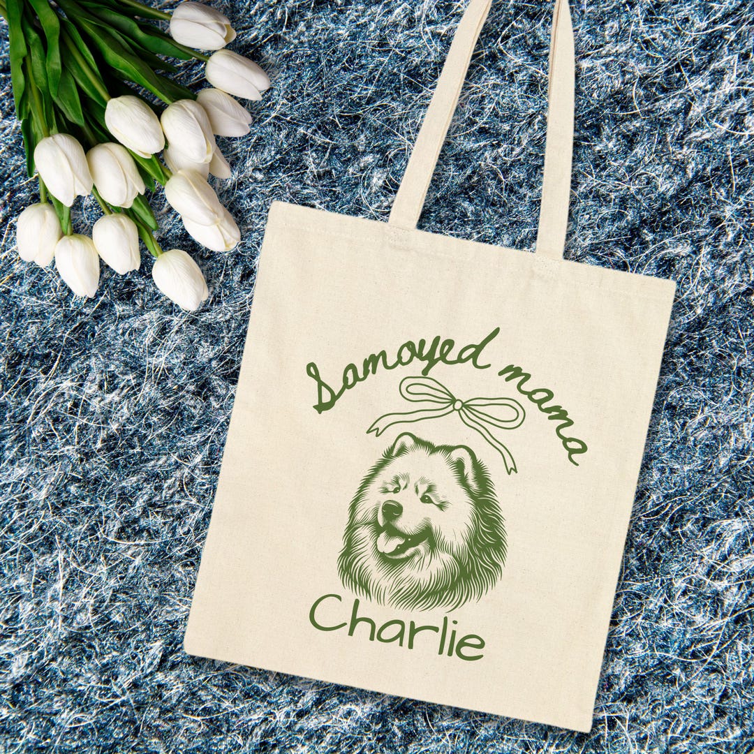 Custom Samoyed Cotton Canvas Tote Bag Samoyed Tote Bag Samoyed Shoulder ...