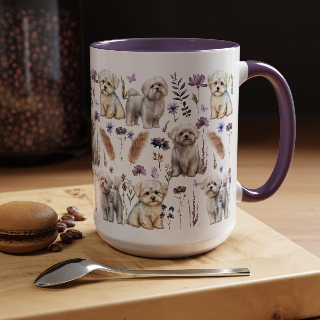 Maltese Dog Mug Maltese Coffee Cup Maltese Coffee Mug Floral Maltese ...