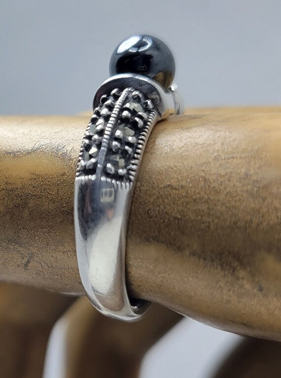 Antique Faux Black Pearl Ring | Vintage Hematite Marc… - Gem