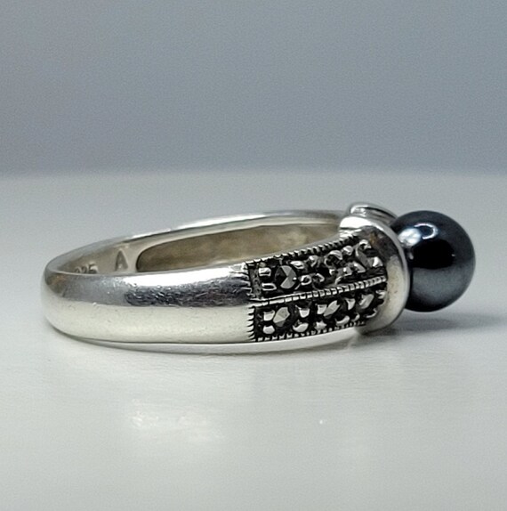 Antique Faux Black Pearl Ring | Vintage Hematite Marc… - Gem