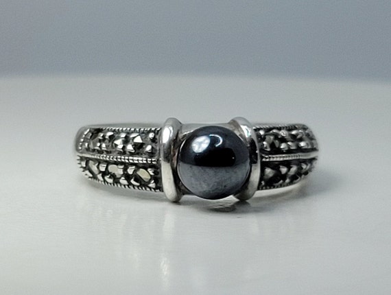 Antique Faux Black Pearl Ring | Vintage Hematite Marc… - Gem