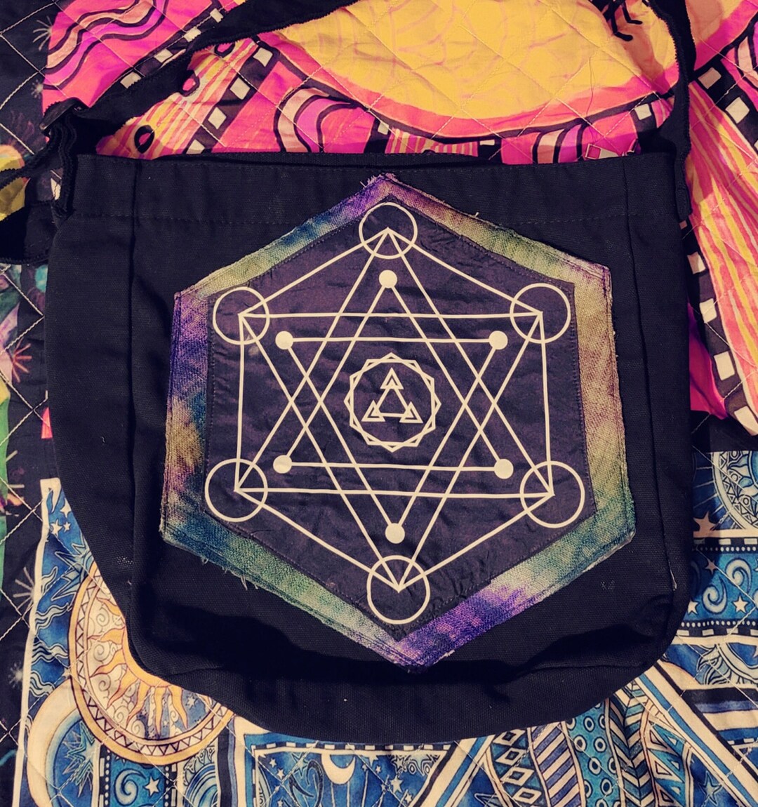 Patchwork Sacred Geometry Crossbody Canvas Bag. Handmade and One of a ...