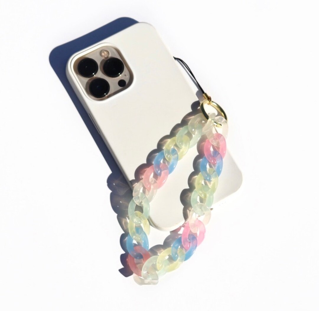 Phone Charm Chunky Acrylic Chain Link Phone Strap / Wristlet Pastel ...
