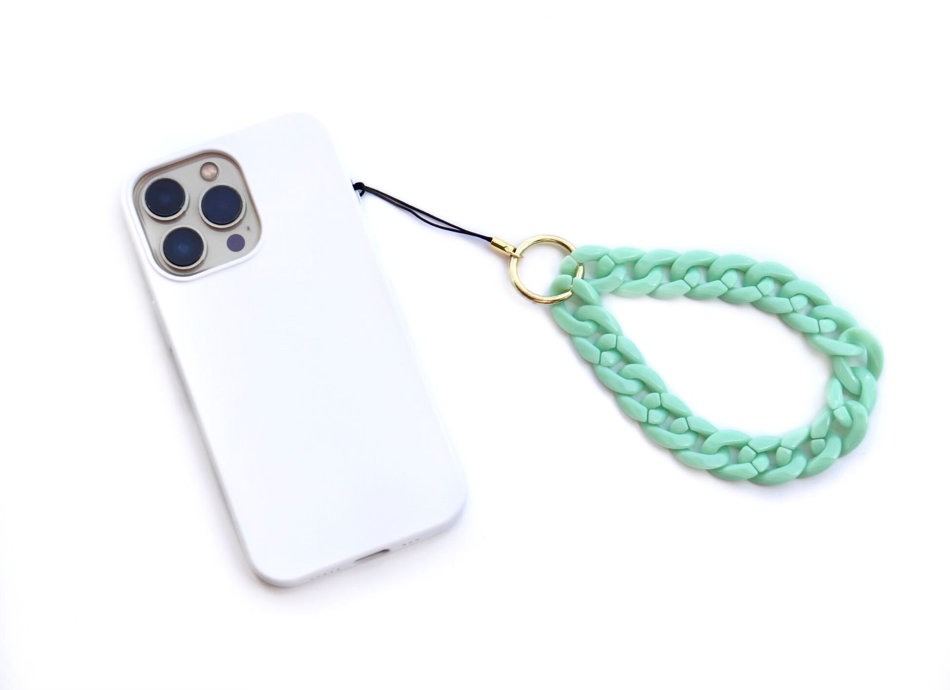 Phone Charm Chunky Acrylic Chain Link Phone Strap / Wristlet Matte Sea ...