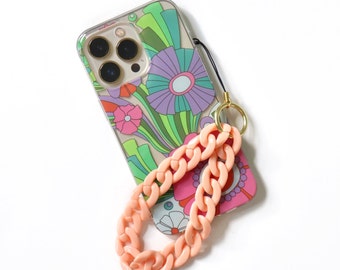 Phone Charm Chunky Acrylic Chain Link Phone Strap / Wristlet Matte Sea ...