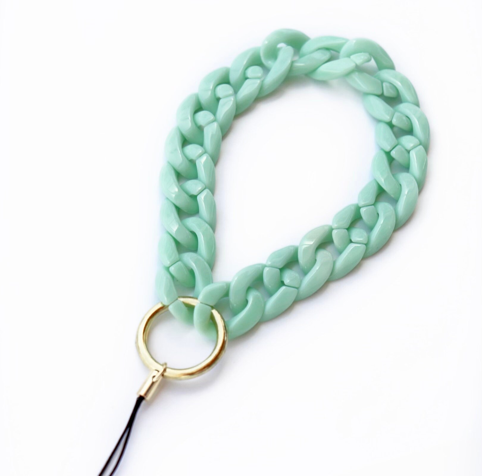 Phone Charm Chunky Acrylic Chain Link Phone Strap / Wristlet Matte Sea ...
