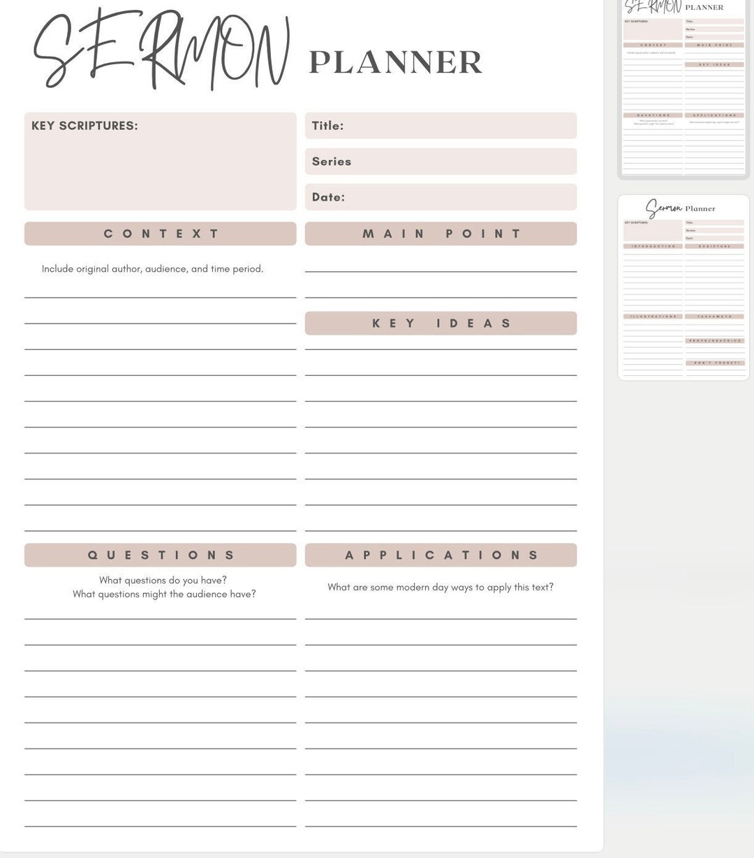The ORIGINAL Sermon Planner Template - Etsy