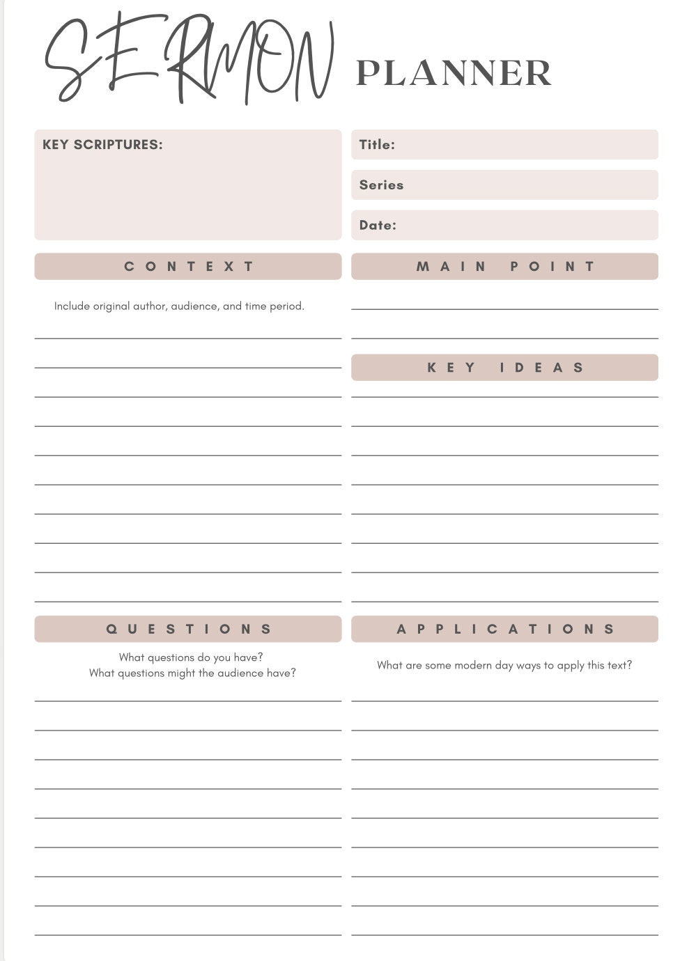 Sermon Planner - Etsy