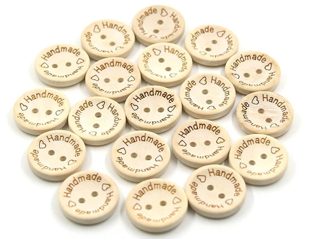 Wooden Handmade Buttons | 2-hole Crafting Supplies (15mm, 20mm, 25mm ...