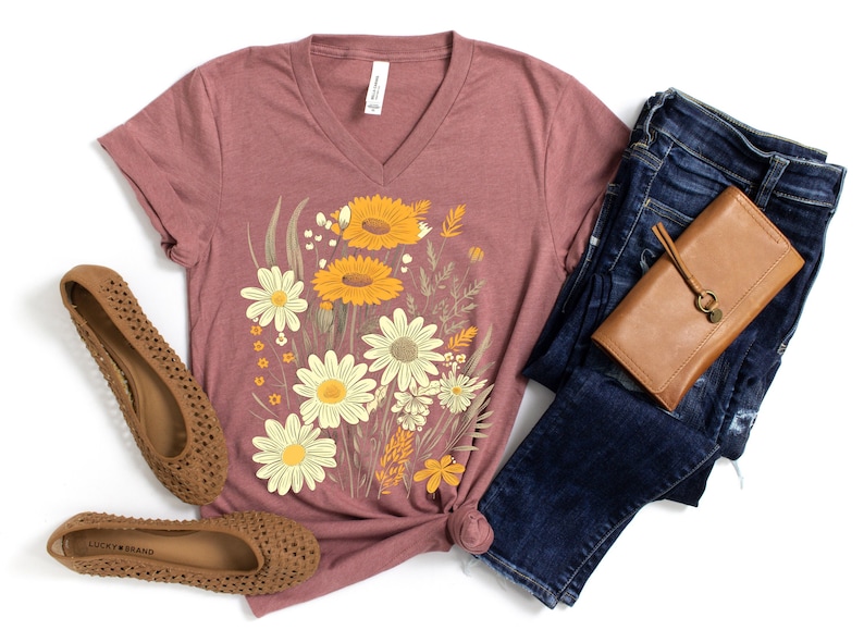 Spring Flowers T Shirt, Floral Cottagecore Shirt, Botanical Summer ...