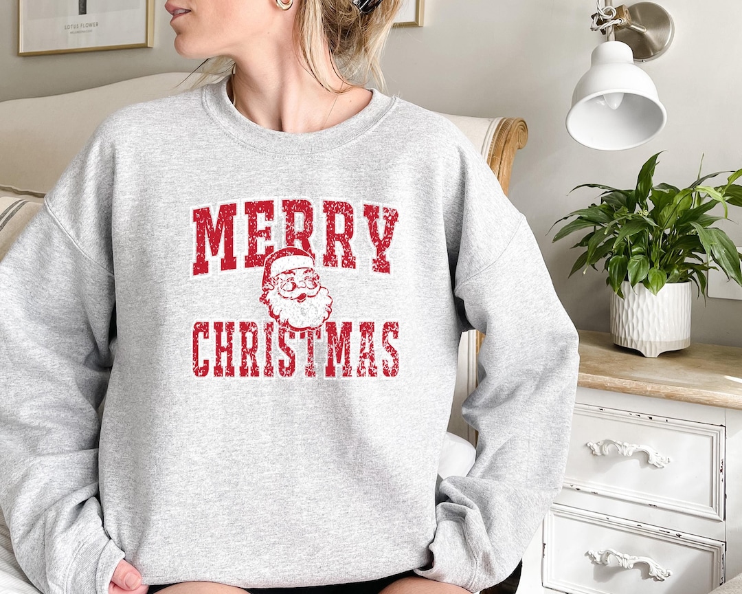 Retro Merry Christmas Santa Sweatshirt, Merry Christmas Shirt, Santa ...