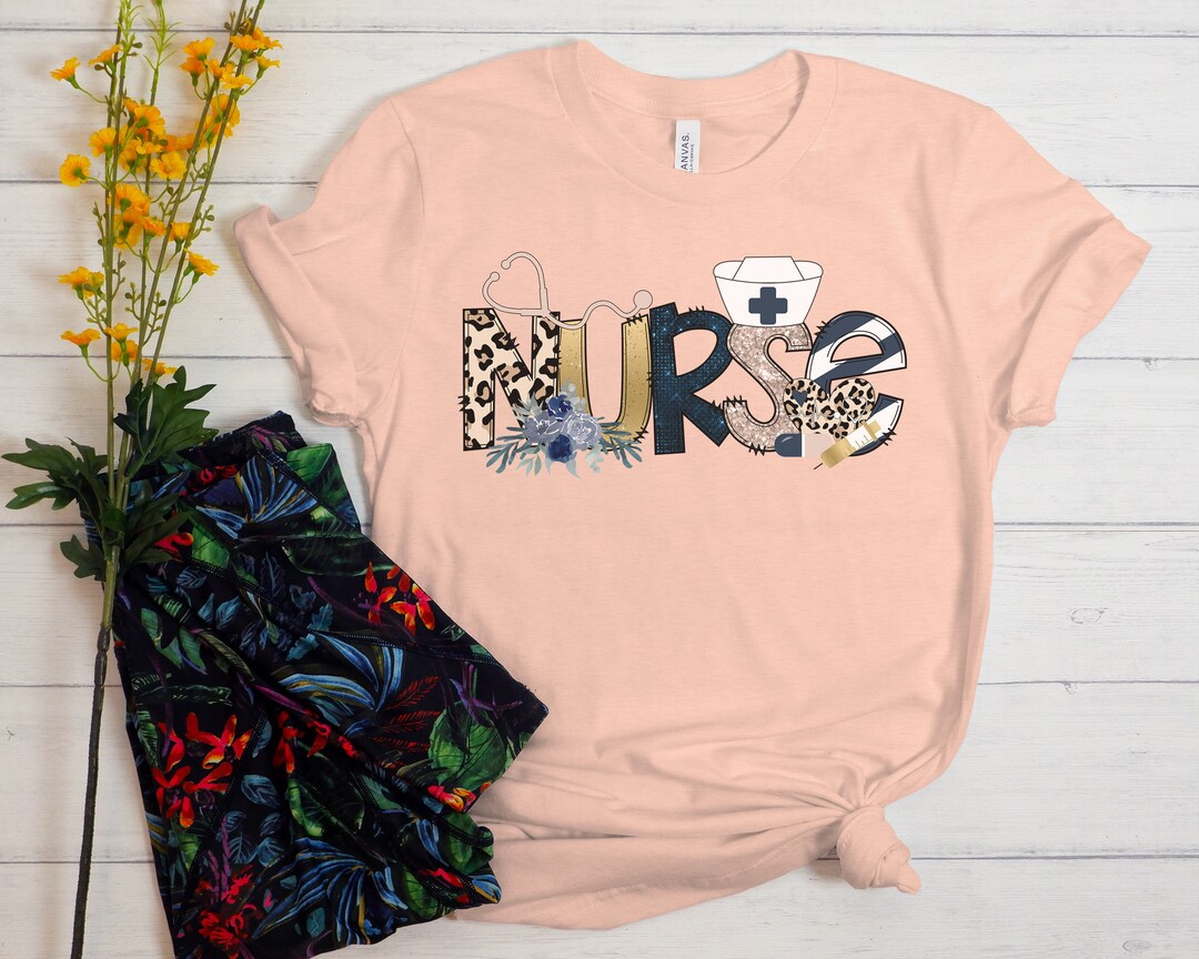 Leopard Nurse Shirt, Leopard Print Nurse Life, Registered Nurse Shirt ...