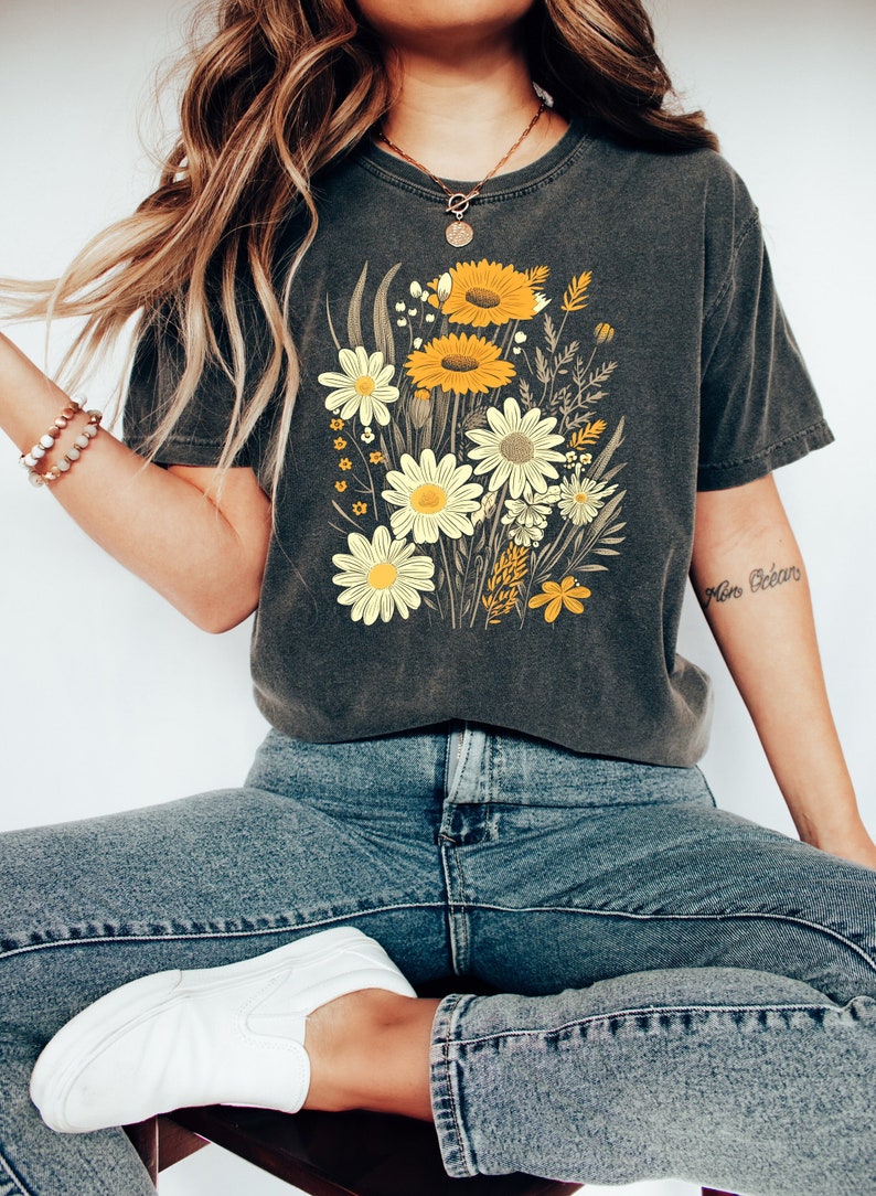 Spring Flowers T Shirt, Floral Cottagecore Shirt, Botanical Summer ...