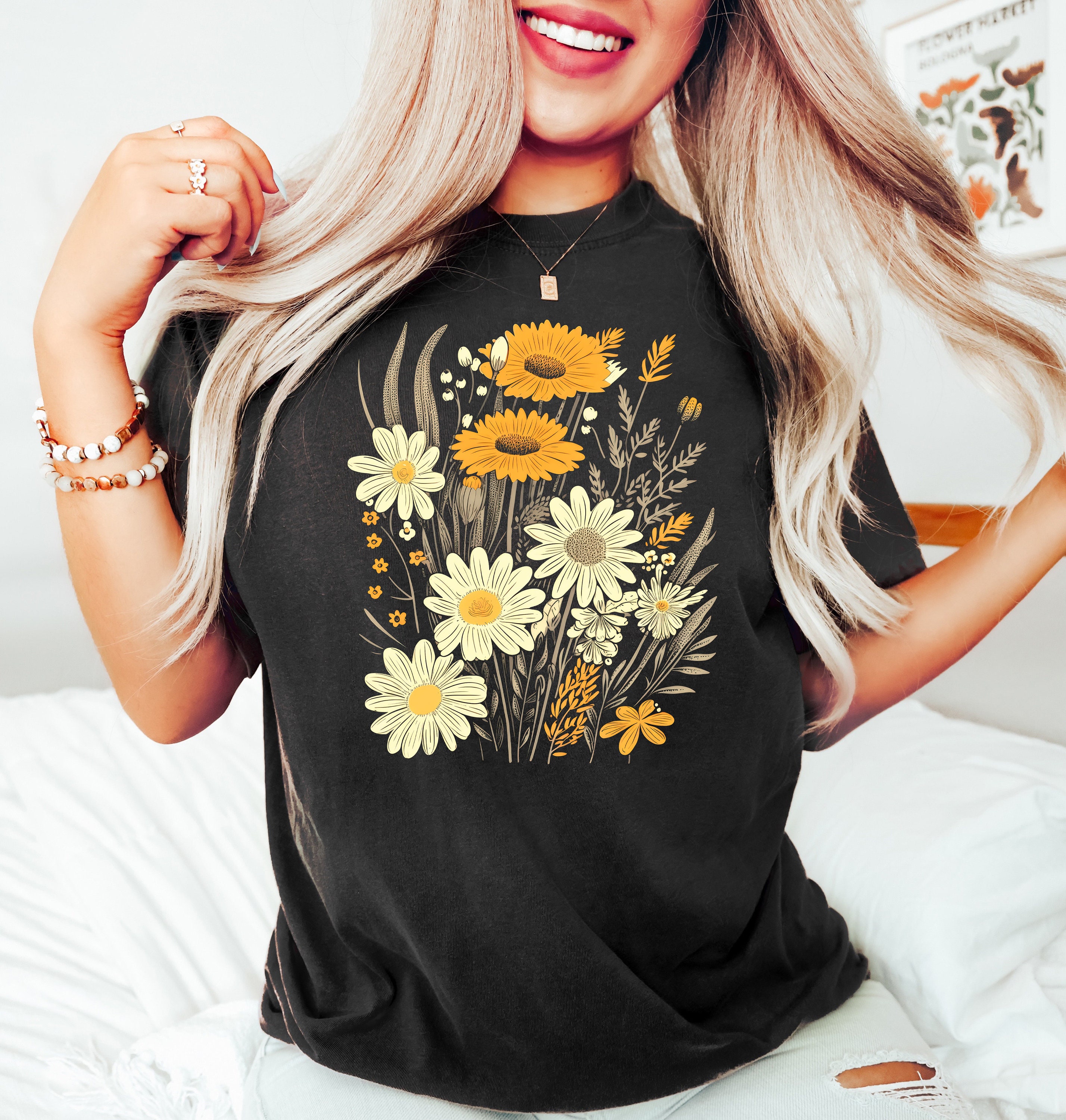Spring Flowers T Shirt, Floral Cottagecore Shirt, Botanical Summer ...