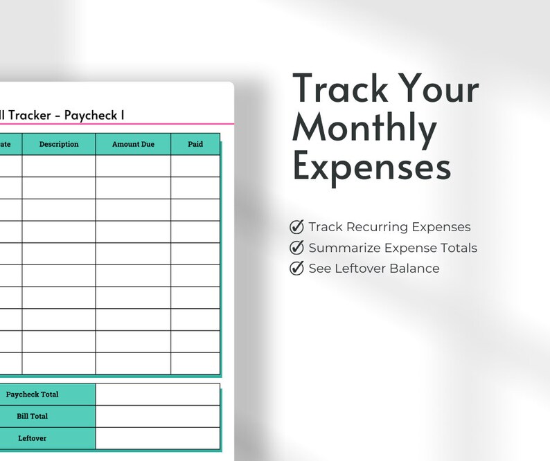Paycheck Budget, Finance Planner, Printable, PDF, Budget by Paycheck ...