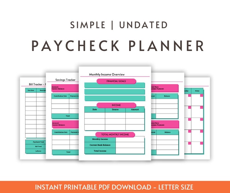 Paycheck Budget, Finance Planner, Printable, PDF, Budget by Paycheck ...