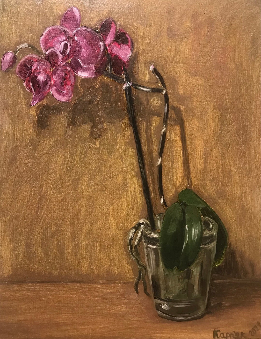 Orchid Oil Painting on Canvas: Floral Still Life Art (17.7x13.8 In) - Etsy