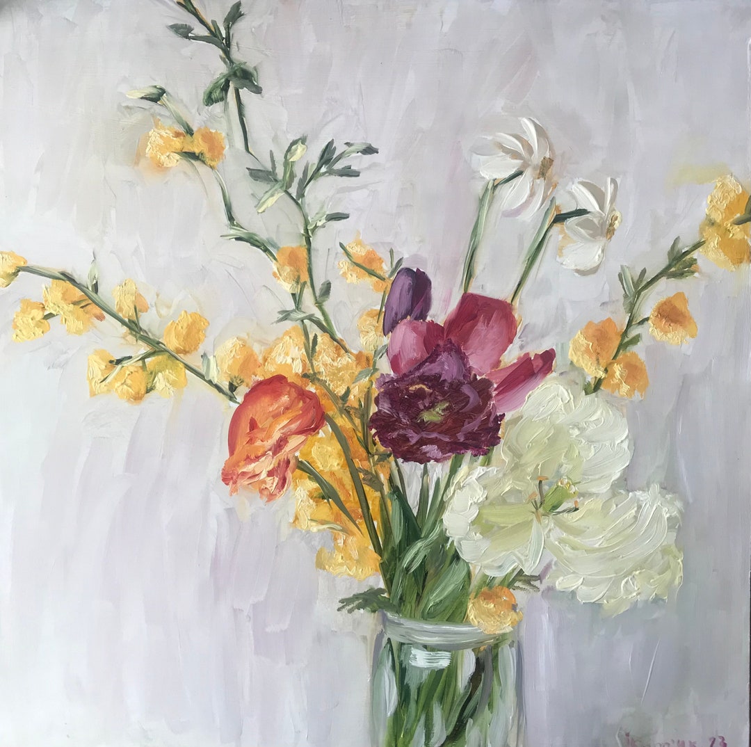 Painting Spring Flowers, Oil Painting, Painting as a Gift, Painting on ...