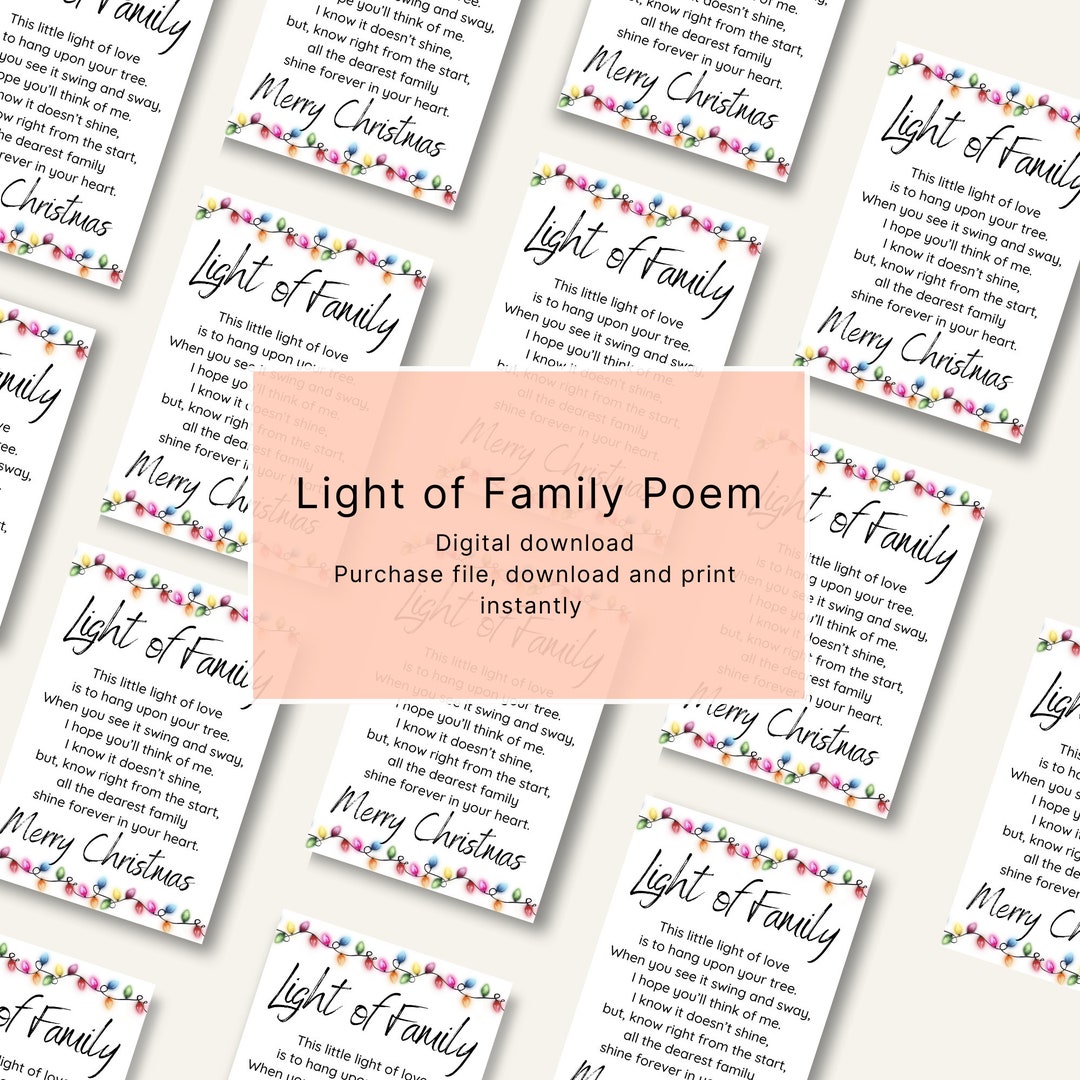 Light of Family Poem, Light of Family Digital Download, Printable Light ...