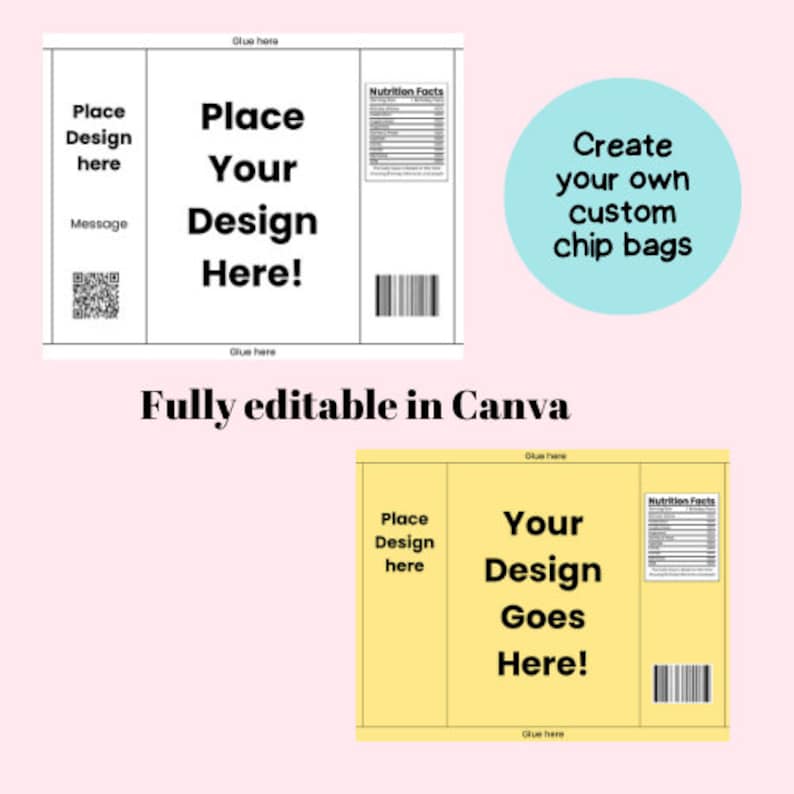 Chip Bag Template, Custom Chip Bag, Party Favor Chip Bag Template ...