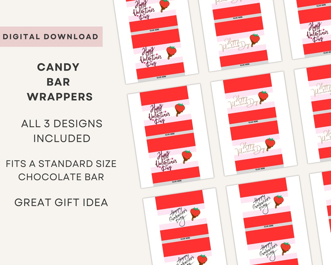Valentine’s Day Candy Bar Wrapper Digital Download, Candy Bar Wrapper ...
