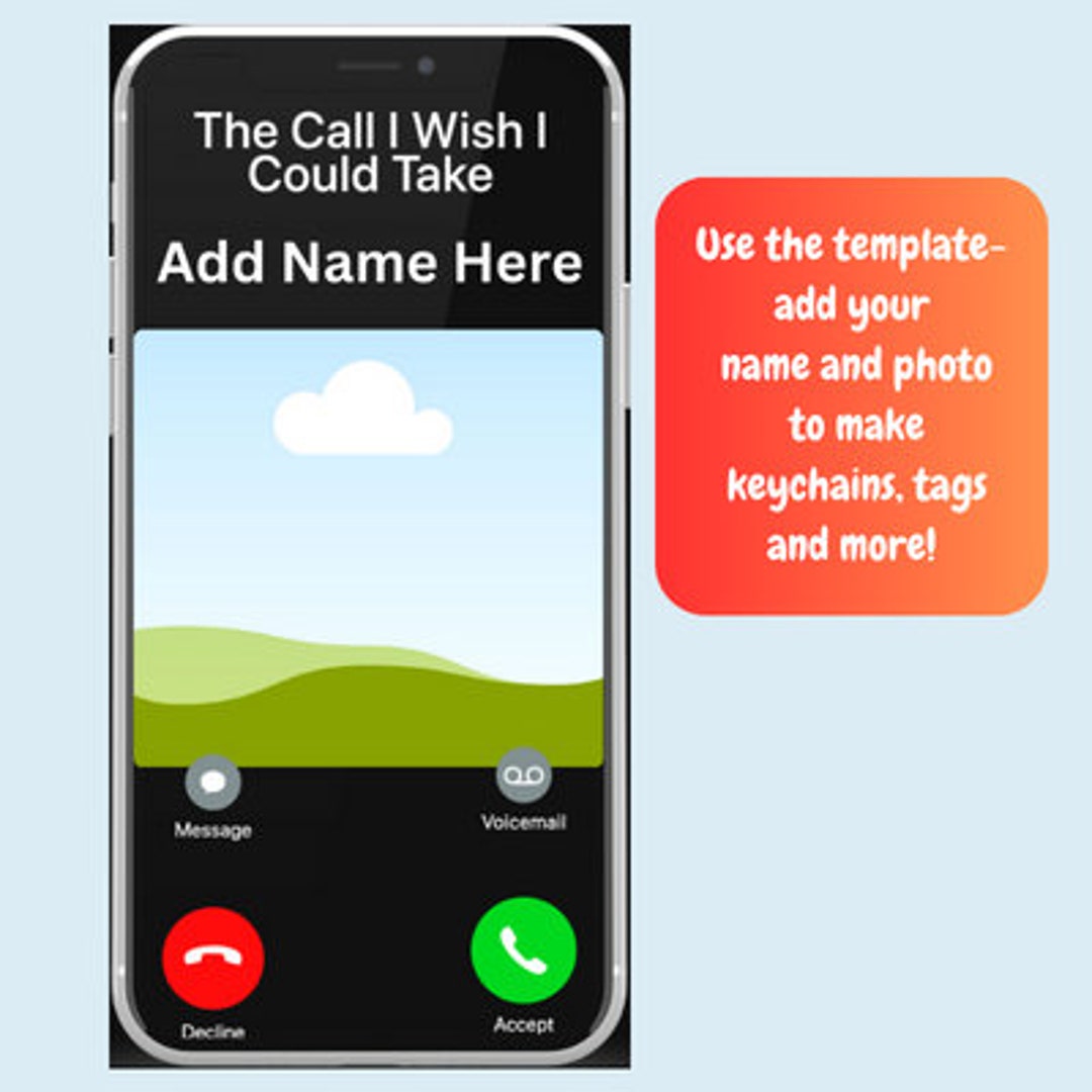 Memorial Keychain Template, Phone Call Template, Memorial Sublimation ...