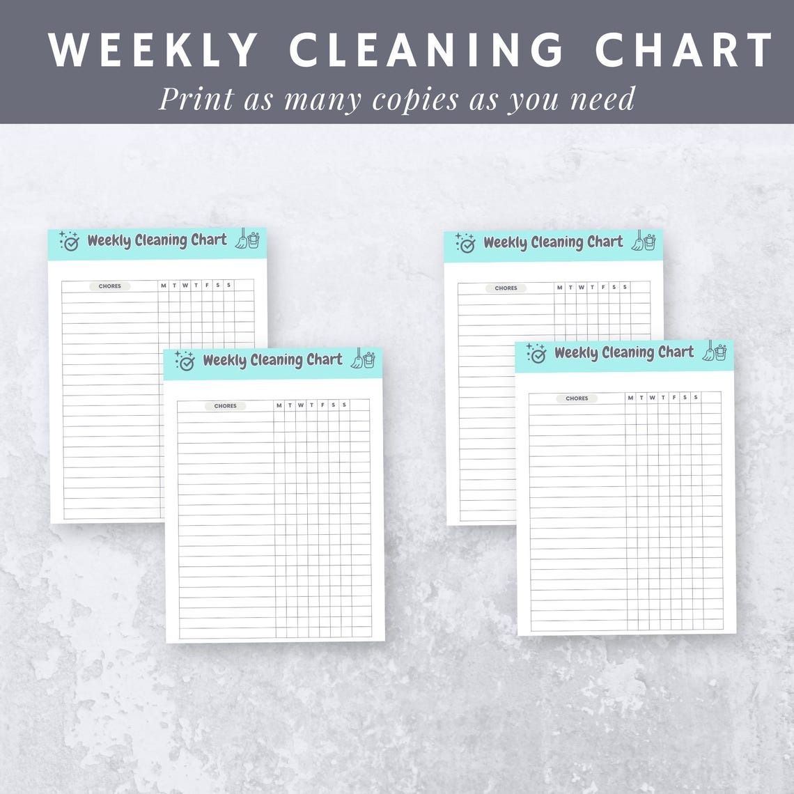 Weekly Cleaning Chart, Printable Chore Chart, Weekly Chore Chart ...