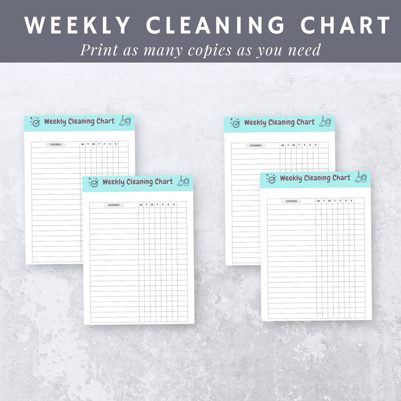 Weekly Cleaning Chart, Printable Chore Chart, Weekly Chore Chart, Printable Cleaning Chart ...