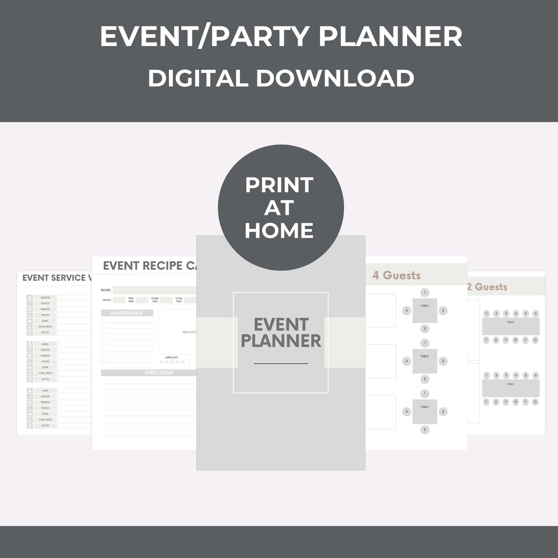 Event Planner, Printable Event Planner, Digital Download, Event ...